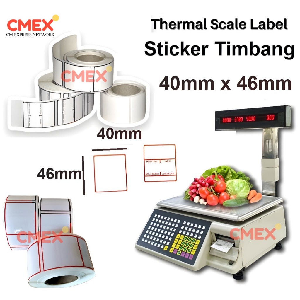 Thermal Scale Label Sticker Timbang Sticker 40mm x 46mm (BY ROLL) – JayaMax